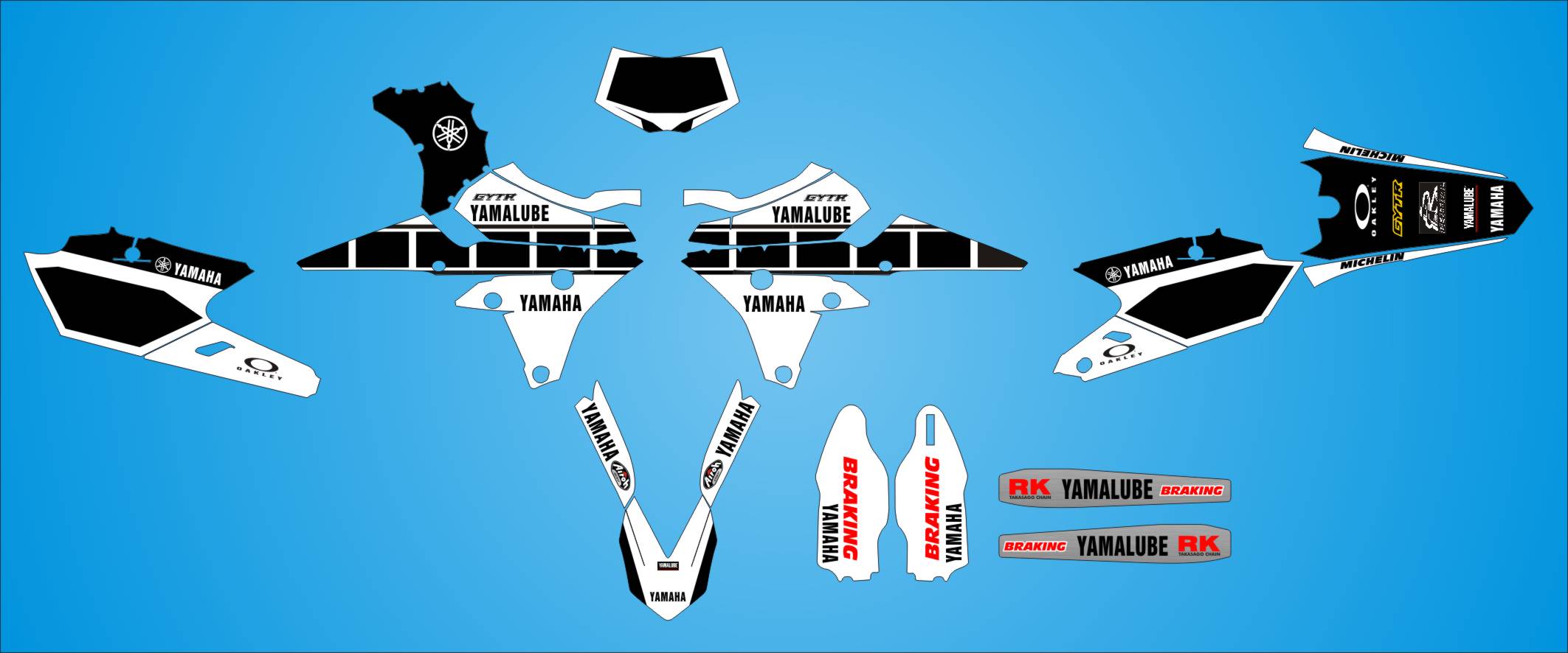 2015-2017 YAMAHA WRF250 WRF450 RETRO BLACK ENDURO GRAPHICS KIT | MBX ...